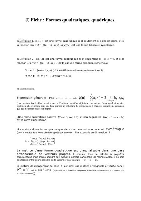 J_Formes quadratiques quadriques_fiche