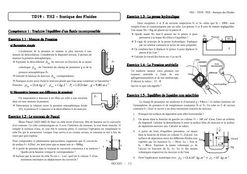TD19 - TH2 - Statique des Fluides