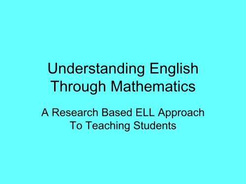 Understanding the English Language Through Mathematics