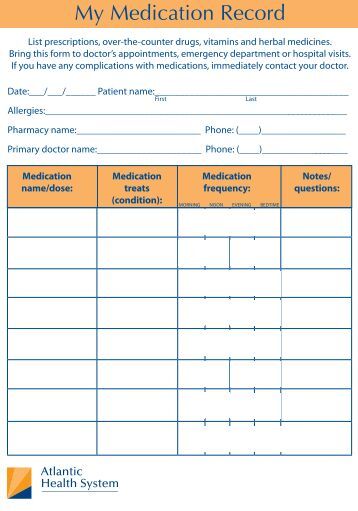 My Personal Medication Record-Keep it Handy