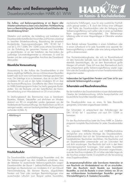 Dauerbrand-Kaminofen HARK 61 WW Aufbau- und ...