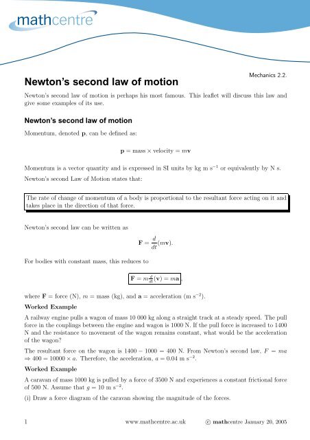 Newtons Second Law F=ma