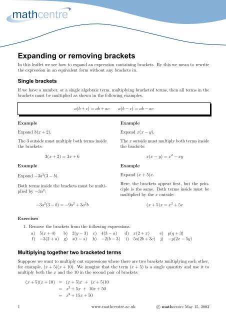Expanding or removing brackets