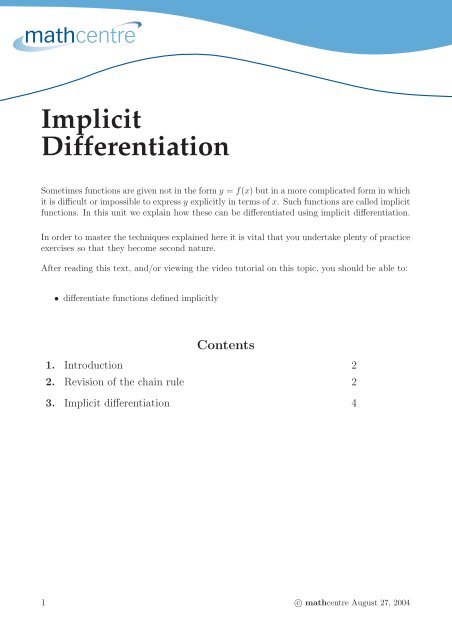 Implicit Differentiation