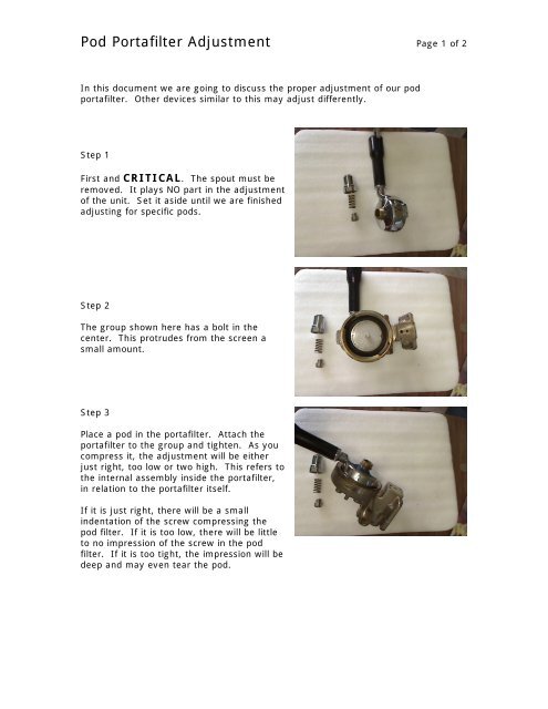 Pod Portafilter Adjustment Guide - Espressotec