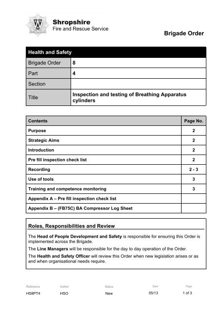 Inspection and testing of Breathing Apparatus cylinders