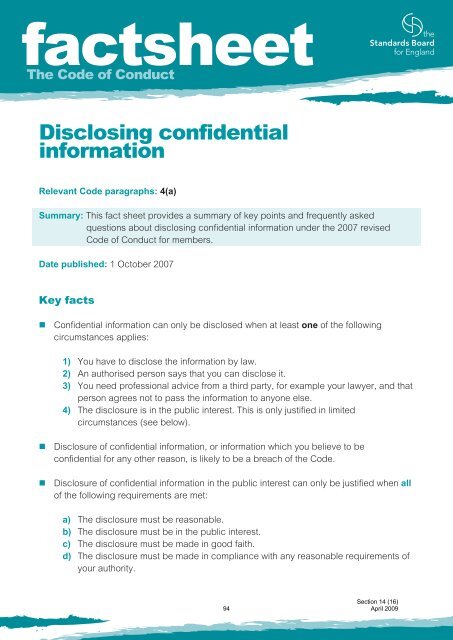 Disclosing confidential information
