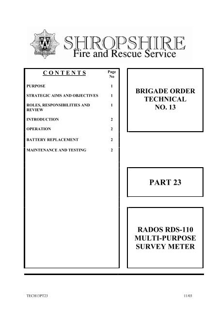 Rados RDS-110 Multi-Purpose Survey Meter - Shropshire Fire and ...