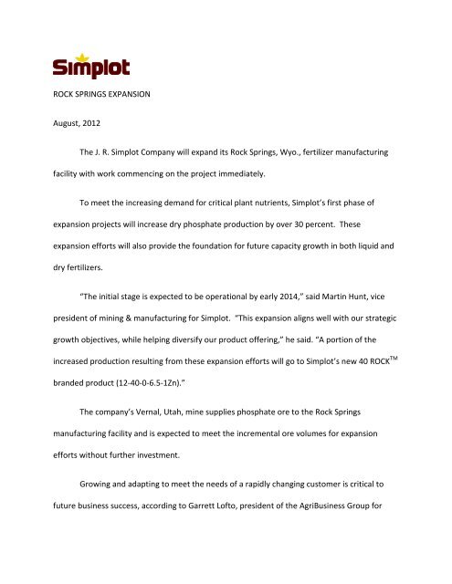 Read more - JR Simplot Company