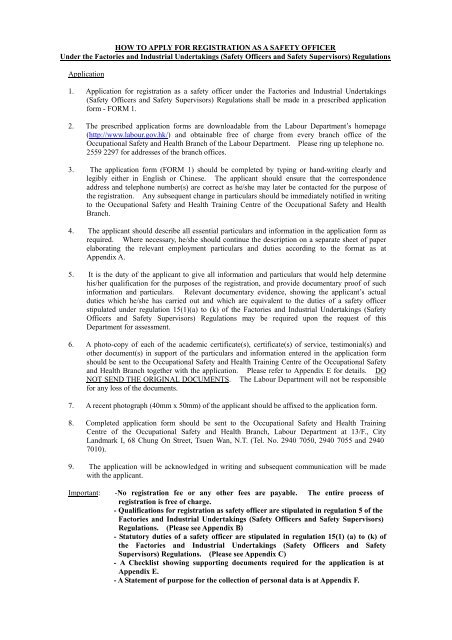 How to apply for registration as a Safety Officer