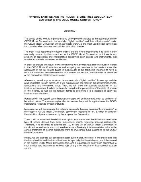 hybrid entities and instruments: are they adequately covered in the ...