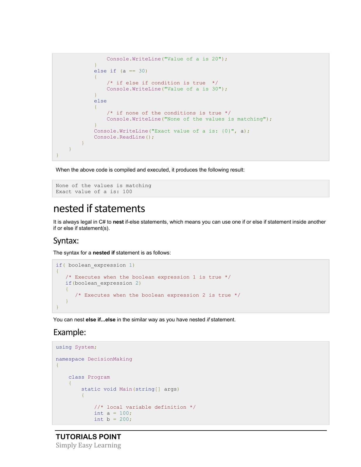 L’expression de la condition