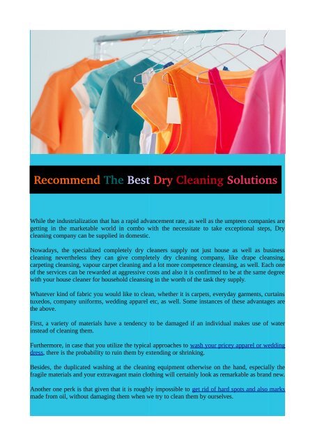 Recommend The Best Dry Cleaning Solutions
