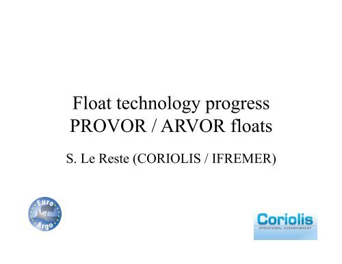 Update on ARVOR and PROVOR floats - Argo