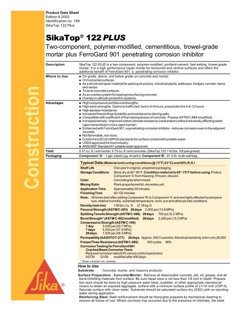 Product Data Sheet - Construction Materials & Supplies