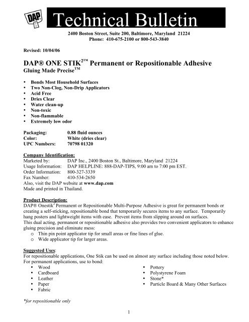 Technical Bulletin - Dap