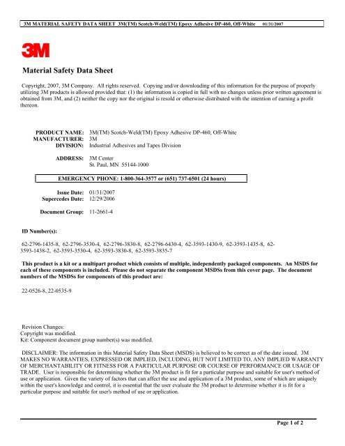 Material Safety Data Sheet - 3M