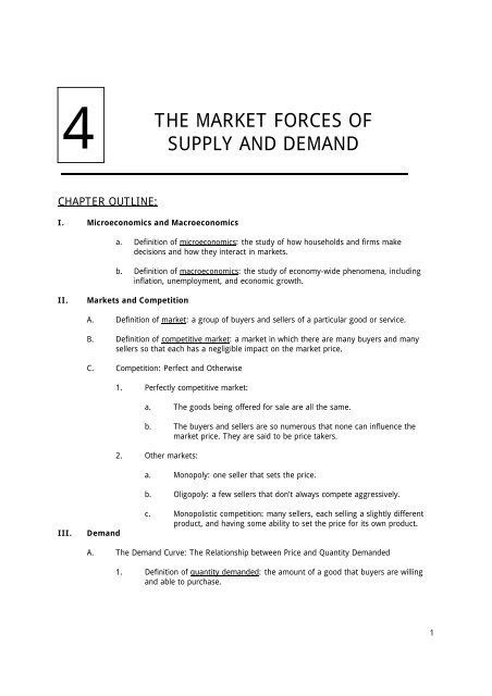 4 THE MARKET FORCES OF SUPPLY AND DEMAND