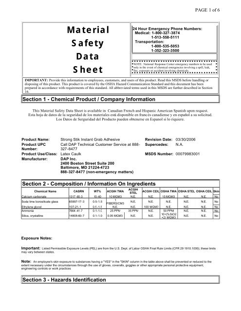 Material Safety Data Sheet - Dap