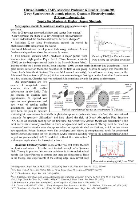 Chris. Chantler, FAIP, Associate Professor ... - School of Physics