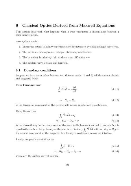 6 Classical Optics Derived from Maxwell Equations