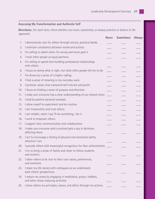 Leadership Assessment Checklist