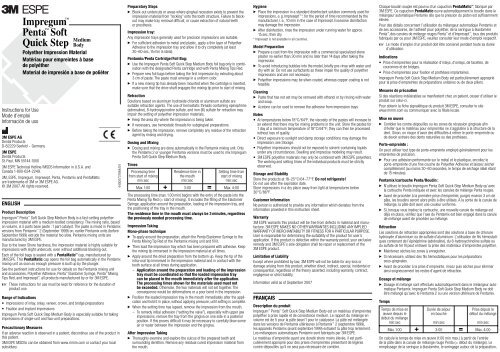 Impregum Penta Soft Quick Step MB IFU for NA - Dental Lab â High ...