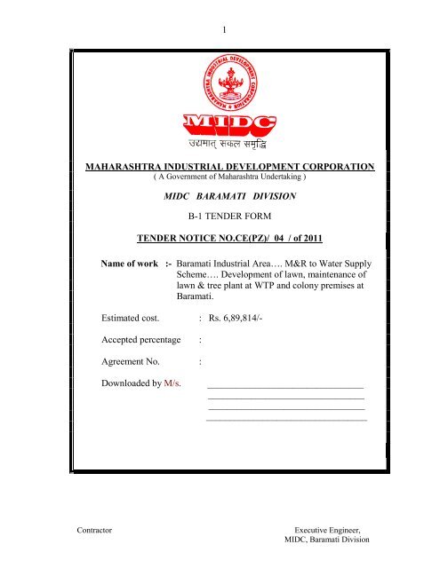 1 MAHARASHTRA INDUSTRIAL DEVELOPMENT CORPORATION ...