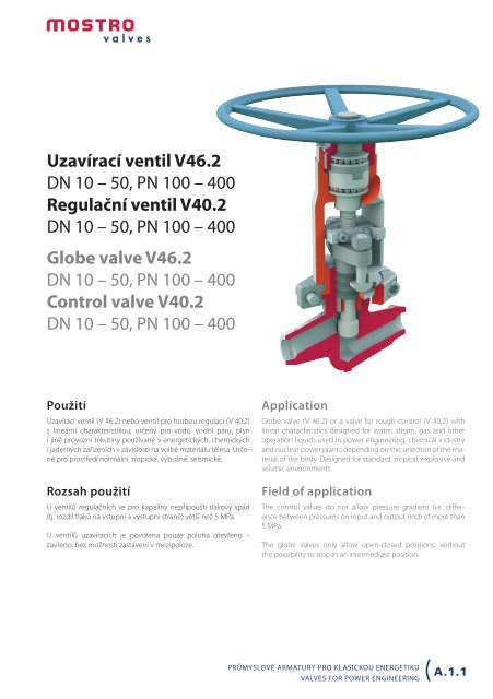 UzavÃ­racÃ­ ventil V46.2 DN 10 â 50, PN 100 â 400 RegulaÄ nÃ­ ... - Net