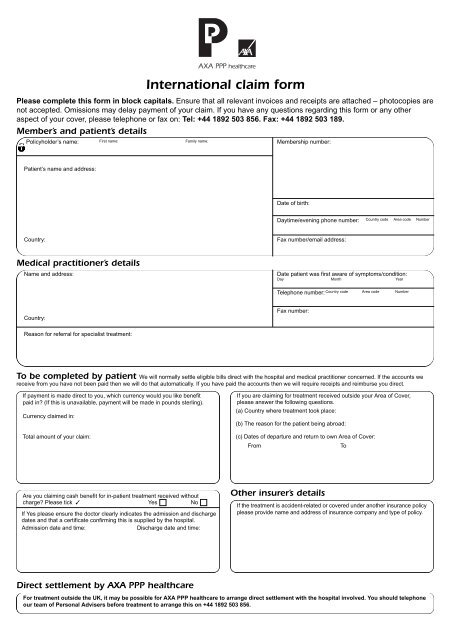 International claim form - Net