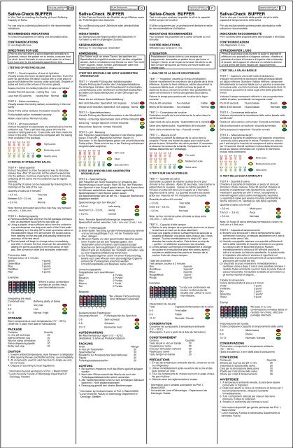 Saliva-Check BUFFER Saliva-Check BUFFER ... - GC India Dental