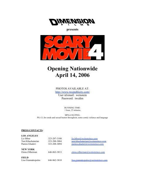 Production Notes - Twcpublicity.com