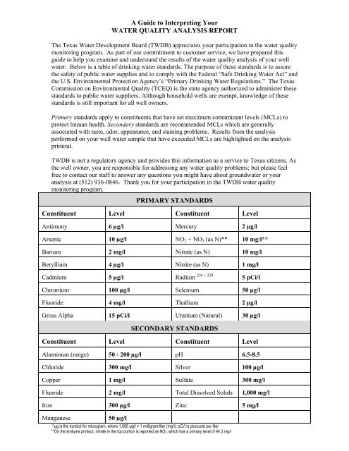 A Guide To Interpreting Your Water Quality Analysis Report