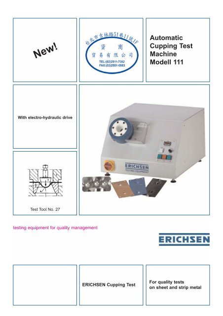 Automatic Cupping Test Machine Modell 111