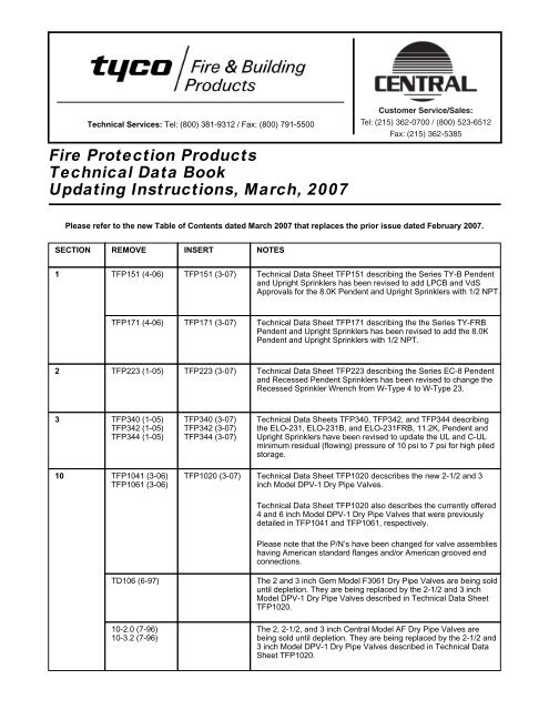 Fire Protection Products Technical Data Book Updating Instructions ...
