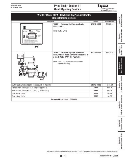 Price Book - Section 11 Quick Opening Devices - Tyco Fire Products