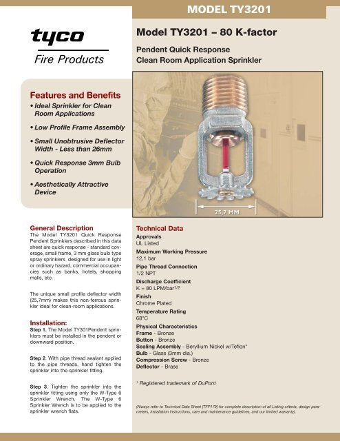 MODEL TY3201 - Tyco Fire Products