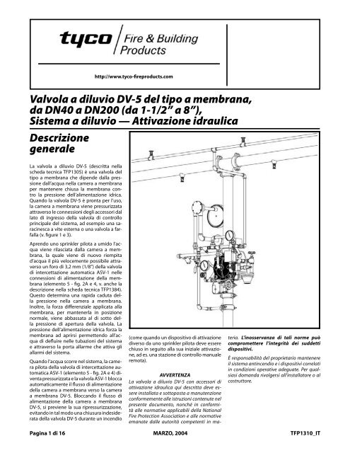 Valvola a diluvio DVâ 5 del tipo a membrana, da DN40 a DN200