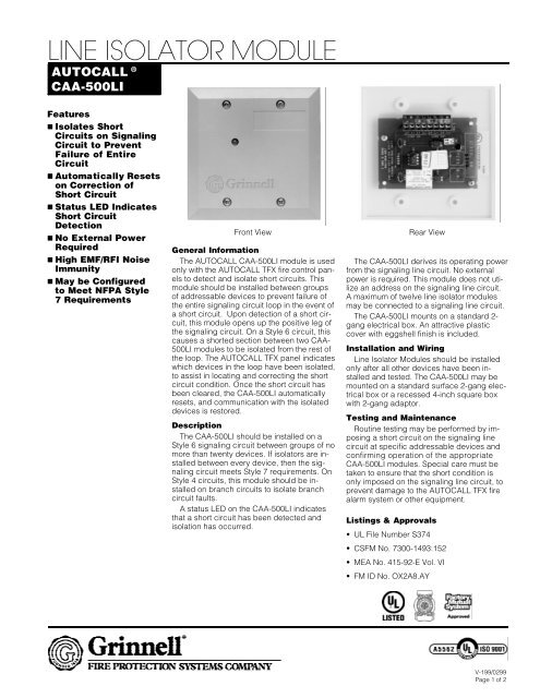 Addressable Line Isolator Module Datasheet