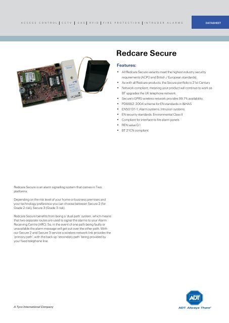 Redcare Secure - ADT UK Branded Datasheet (394k) - Tyco EMEA ...