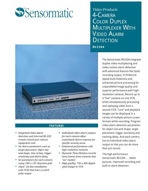 Sensormatic RV2204 4 Camera Colour Simplex Video Multiplexer ...