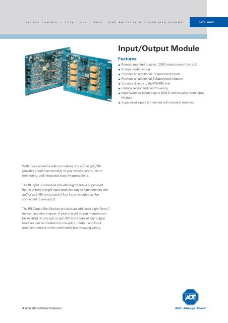 Input/Output Module - ADT Europe Branded Datasheet - Tyco EMEA ...