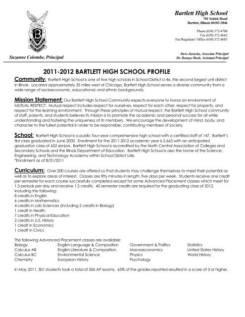 2011-2012 bartlett high school profile - School District U-46