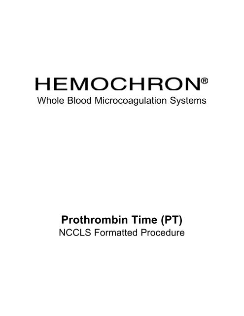 Prothrombin Time (PT)