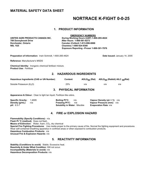 MATERIAL SAFETY DATA SHEET - UAP