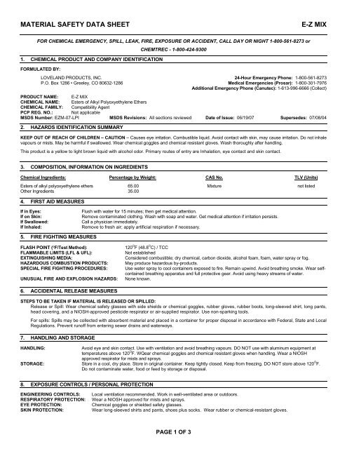 MATERIAL SAFETY DATA SHEET E-Z MIX - UAP