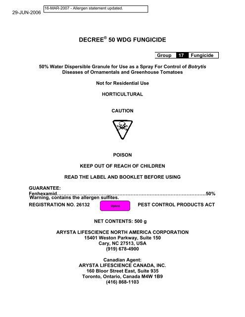 DECREEÂ® 50 WDG FUNGICIDE - UAP