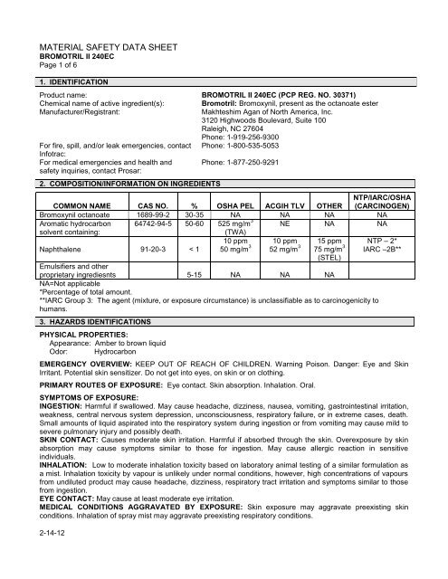 MATERIAL SAFETY DATA SHEET - UAP