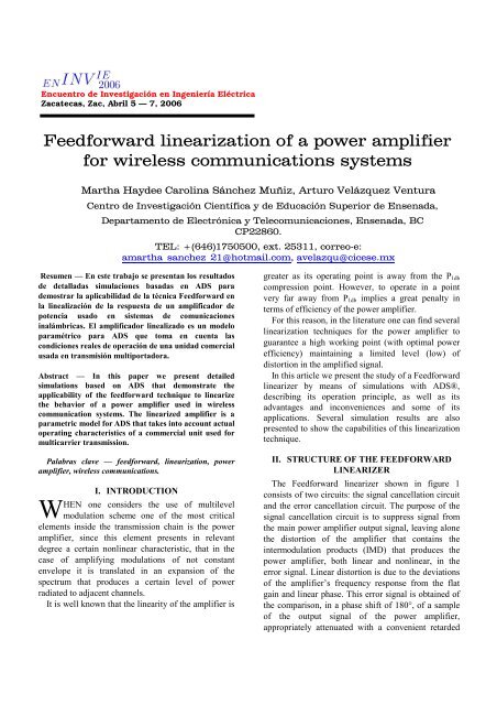 Feedforward Linearization Of A Power Amplifier For Wireless