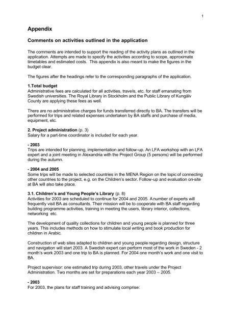 Outline of project activities